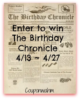 My Birthday Chronicle Giveaway & Review (ends 4/27)